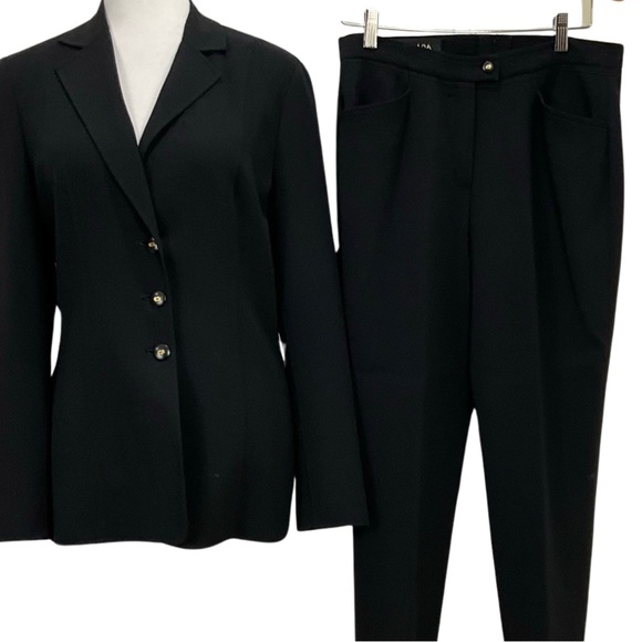 Escada | Jackets & Coats | Escada Black Wool Jacket Pants Suit Size ...